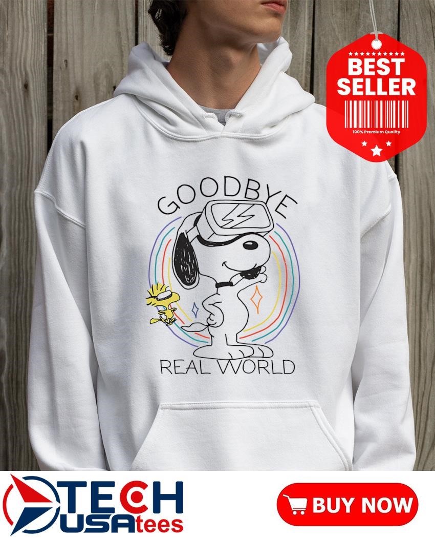 Snoopy and Woodstock wearing VR goggles Goodbye Real World shirt ...
